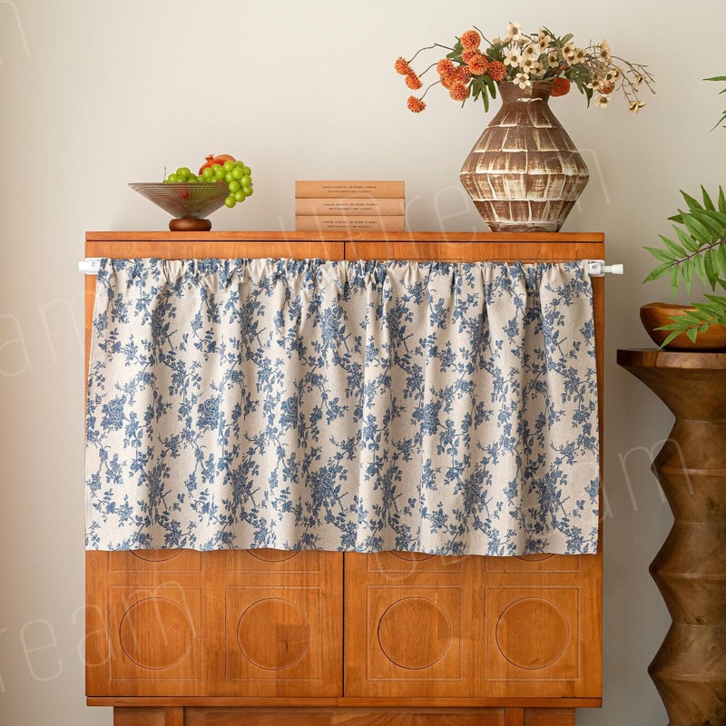 Vintage Blue Rose Curtains - Etsy