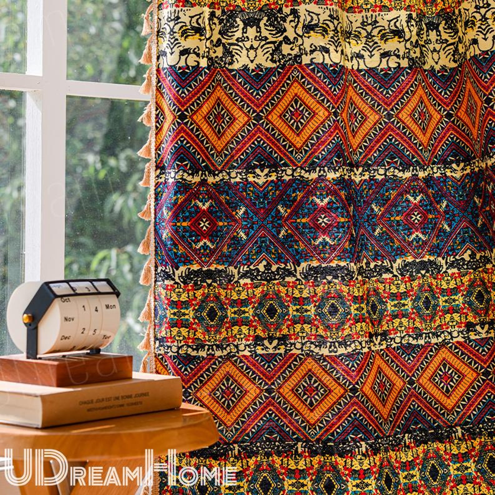 Bohemian Ethnic Style Curtains, Boho Chic Decor, Cotton Linen Curtains ...