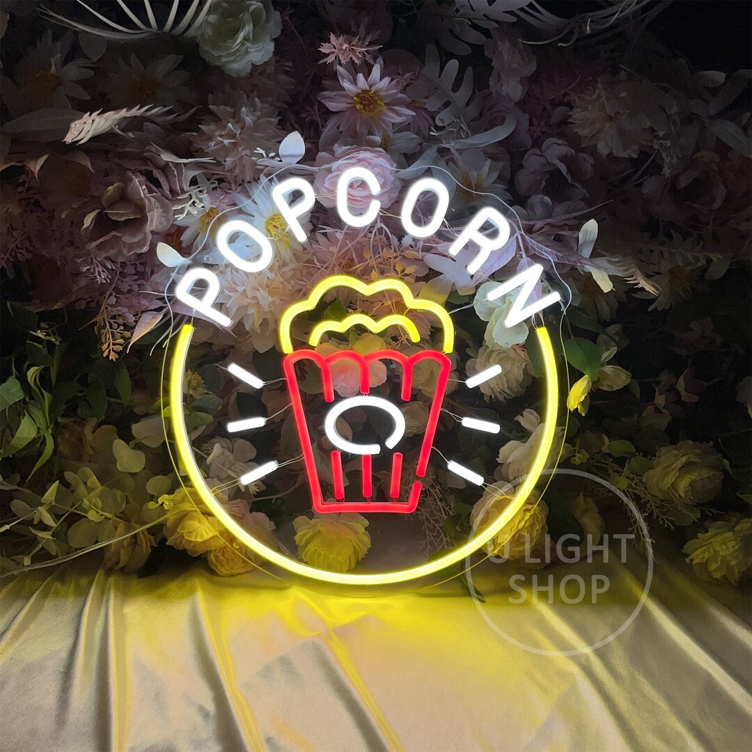 Popcorn Neon Sign,custom LED Neon Light,movie Theater Room Wall Decor ...