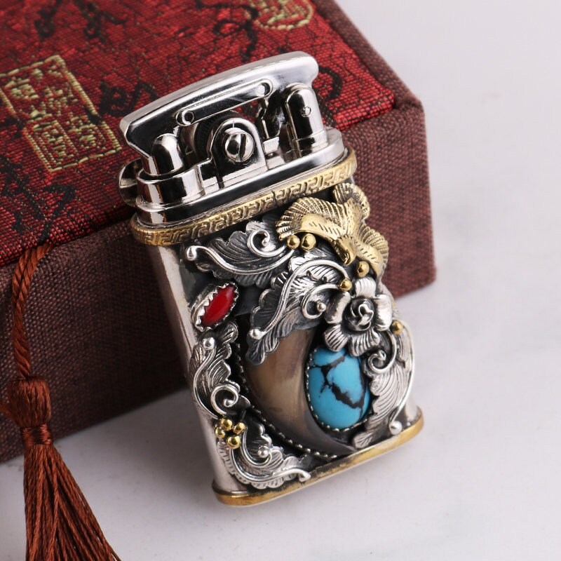 Handmade Custom Lighter Carved Dragon Luxury Vintage Sterling Silver ...