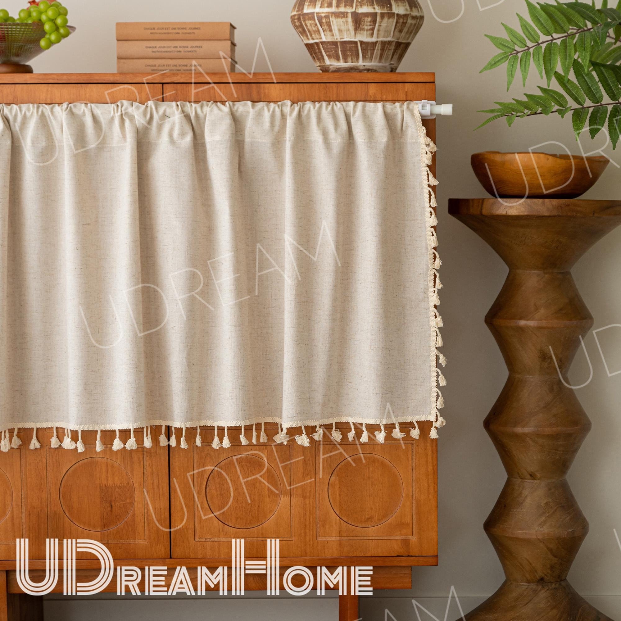 Cotton Linen Cafe Curtain: Boho Farmhouse Style - Etsy
