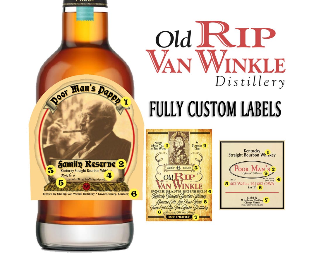Personalized Pappy Van Winkle Label Bottle | Custom Pappy Van Winkle ...