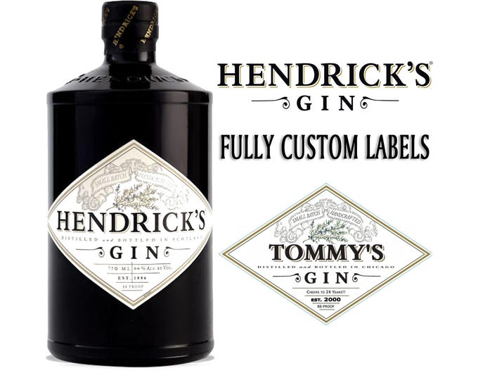 Hendricks Gin Custom Label, Custom Gin Label, Birthday Gin Gift, Vodka ...