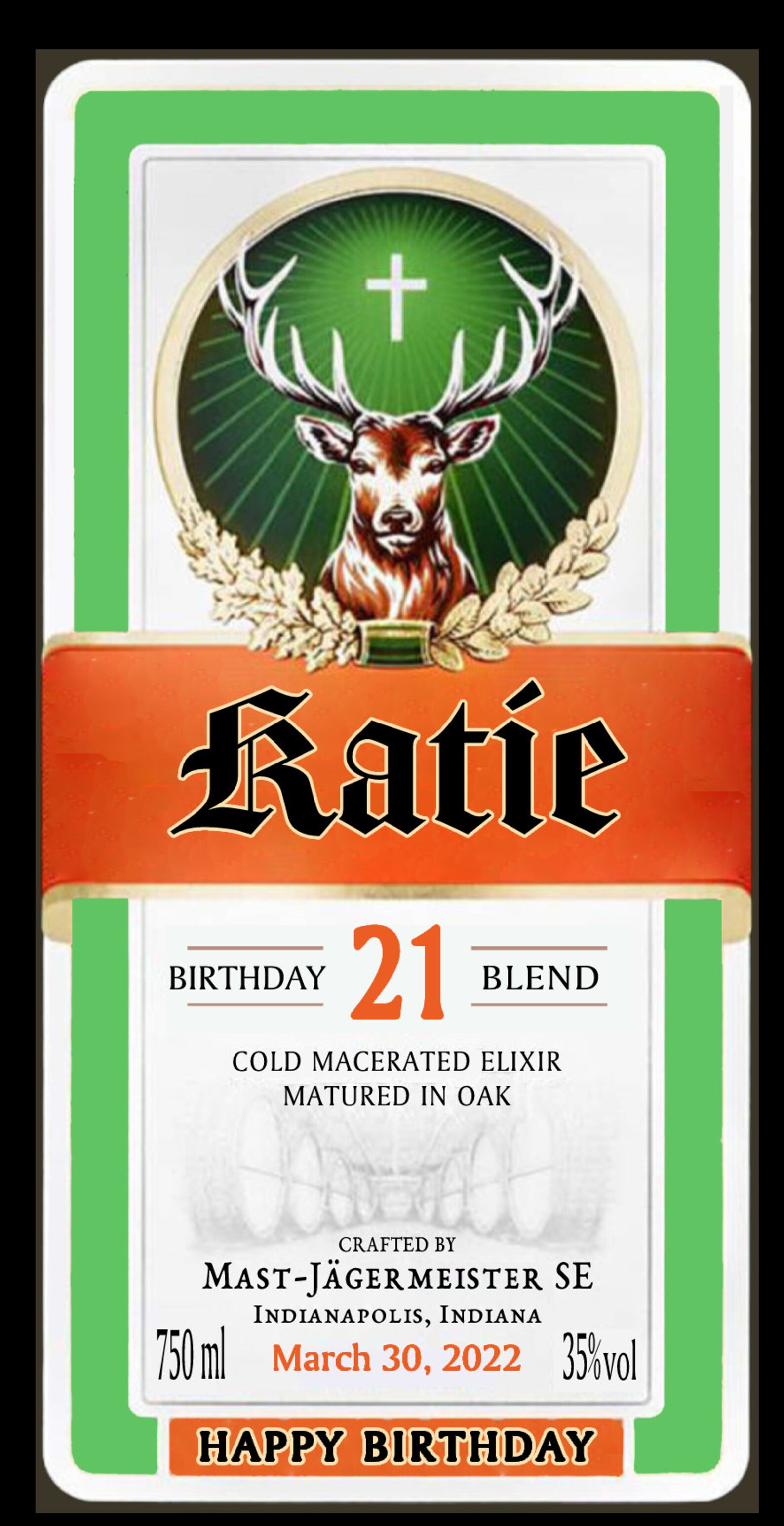 Custom Jagermeister Label Bottle DIGITAL File Jagermeister - Etsy