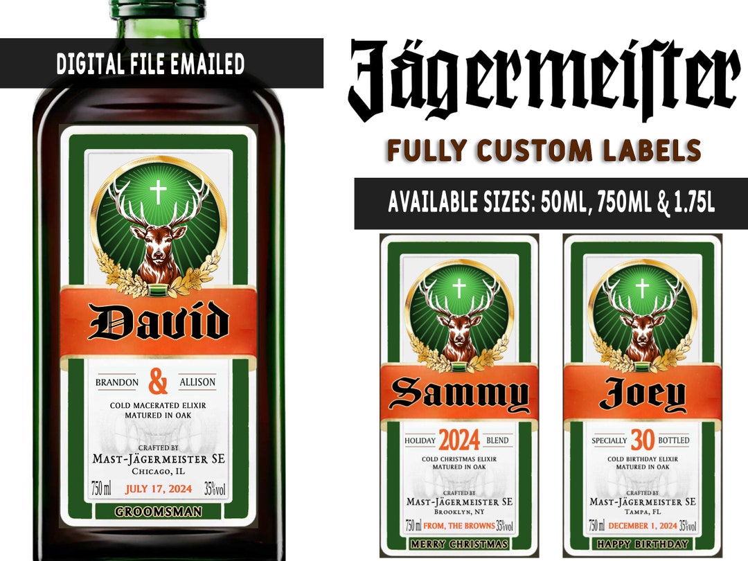 Custom Jagermeister Label Bottle DIGITAL File Jagermeister Birthday ...