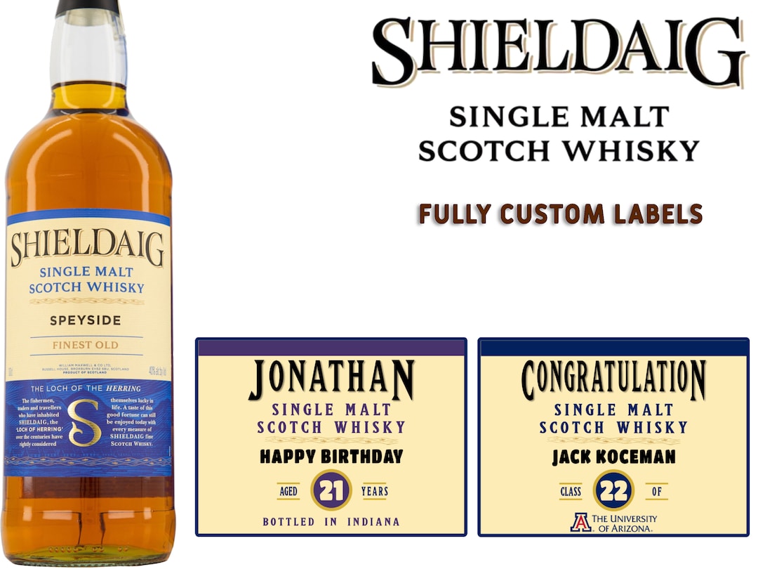 Custom Shieldaig Scotch Whisky Label Bottle Shieldaig Birthday Label ...