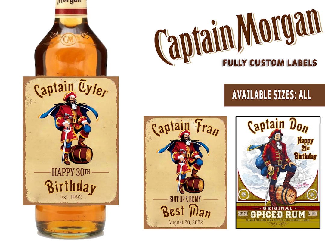 Custom Captain Morgan Spiced Rum Label Bottle Captain Morgan Birthday ...
