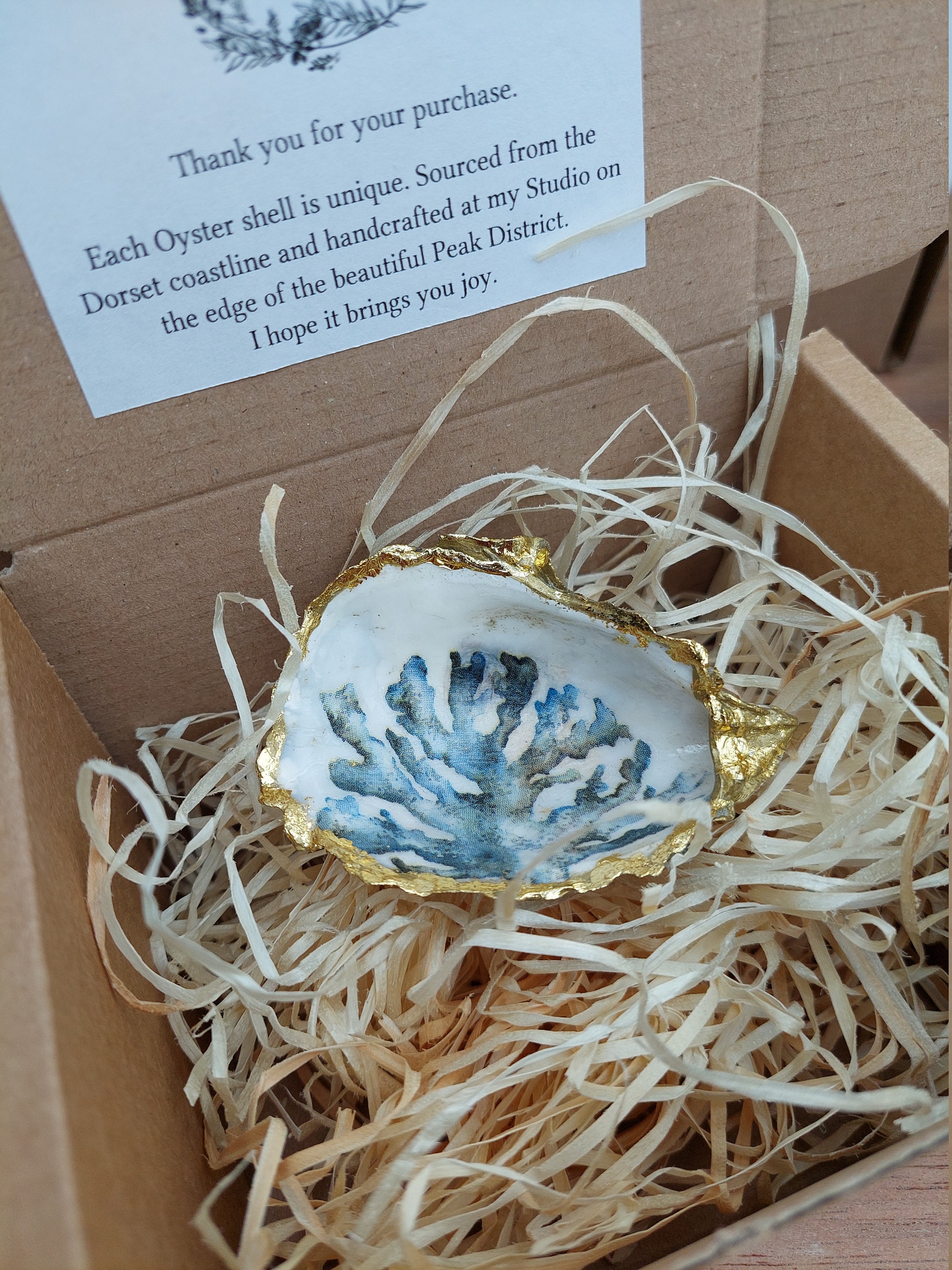 Handcrafted Dorset Oyster Shells - Blue Coral & Gold Guilding. GIFT ...