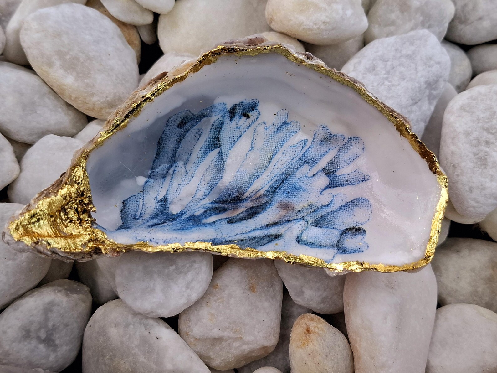 Handcrafted Dorset Oyster Shells - Blue Coral & Gold Guilding. GIFT ...