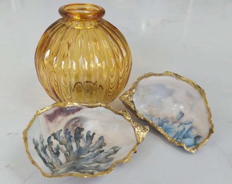 Handcrafted Dorset Oyster Shells - Blue Coral & Gold Guilding. GIFT ...