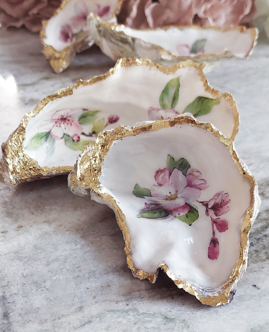 Handcrafted Oyster Shells Sakura Cherry Blossom & Gold Guilding. GIFT ...