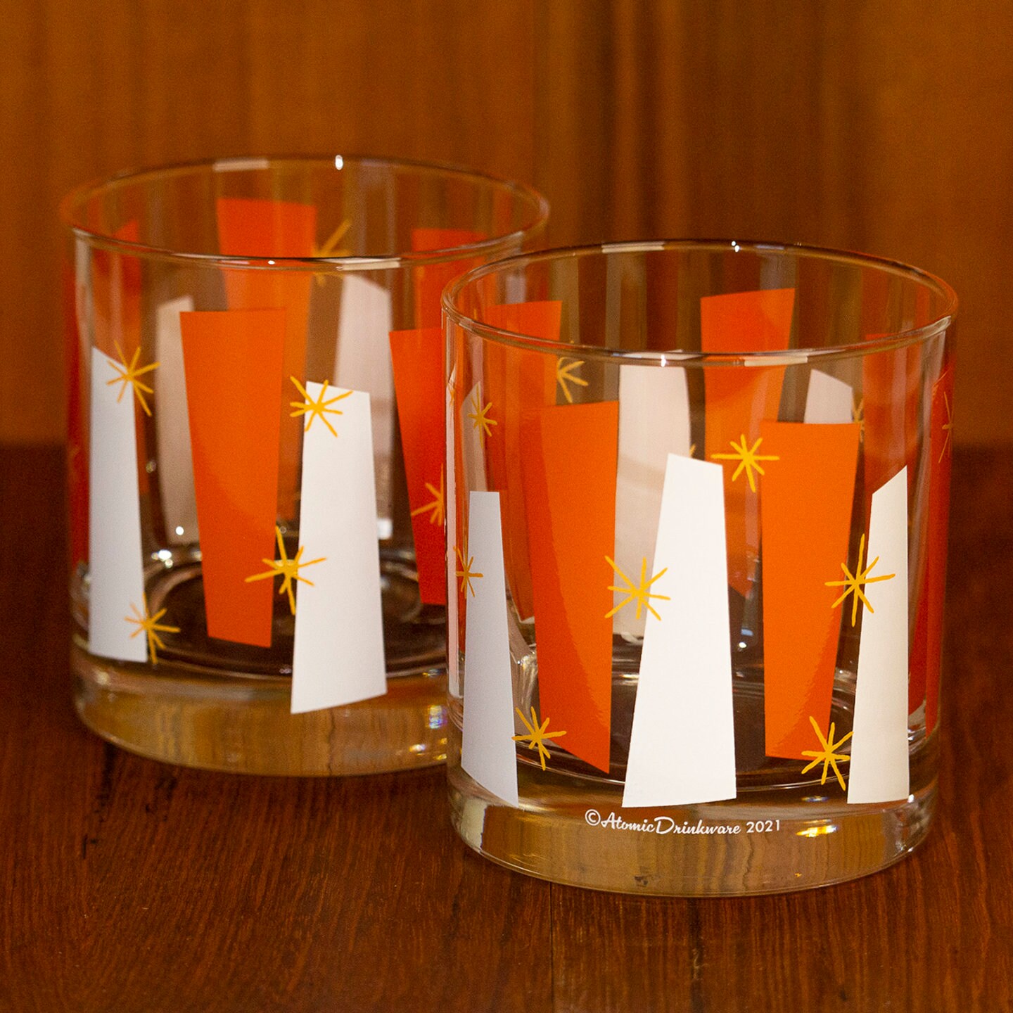 Dreamsicle Rocks Drinking Glasses Hand-printed in USA MCM - Etsy