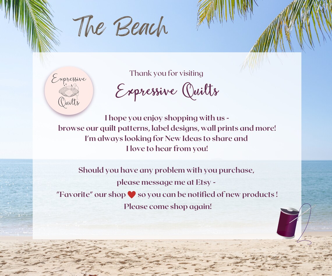 The Beach, Tropical Labels for Quilts Are Printable to Fabric, a ...