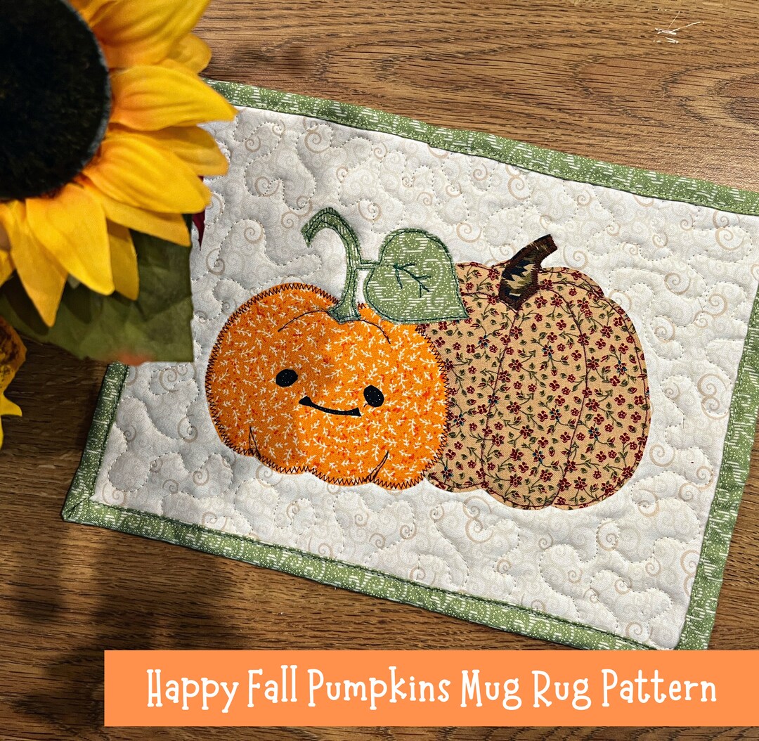 Pumpkins Mug Rugs - Happy Pumpkins - Approx 8"x 10" With Complete ...
