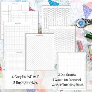 Quilter's Design Graph Paper - 10 Graph Paper Grids - PDF Printable ...
