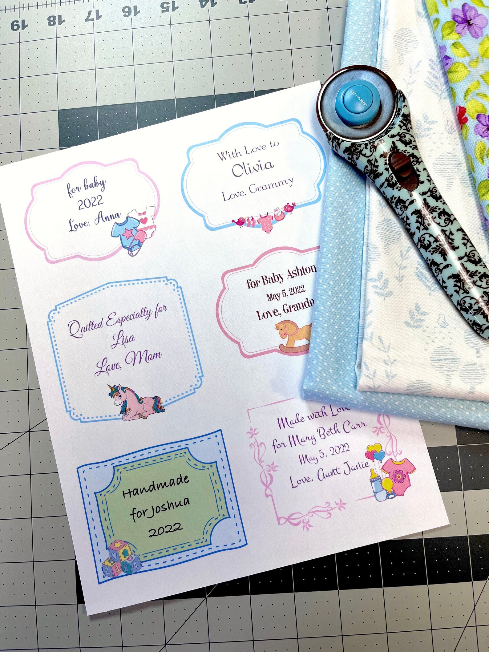 Printable Baby Quilt Labels: Fabric Design Templates (PDF & Jpegs) - Etsy