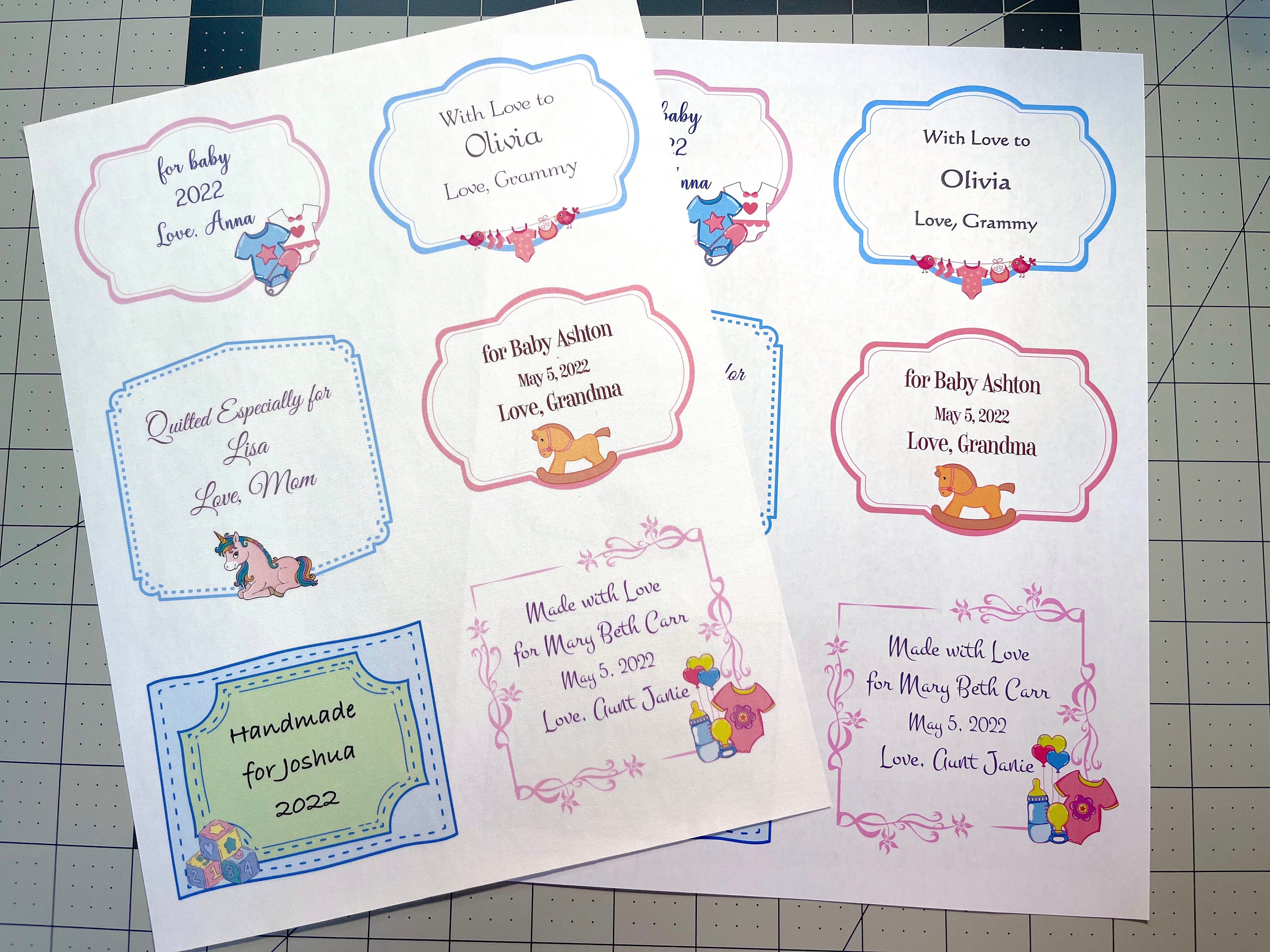 Printable Baby Quilt Labels: Fabric Design Templates (PDF & Jpegs) - Etsy