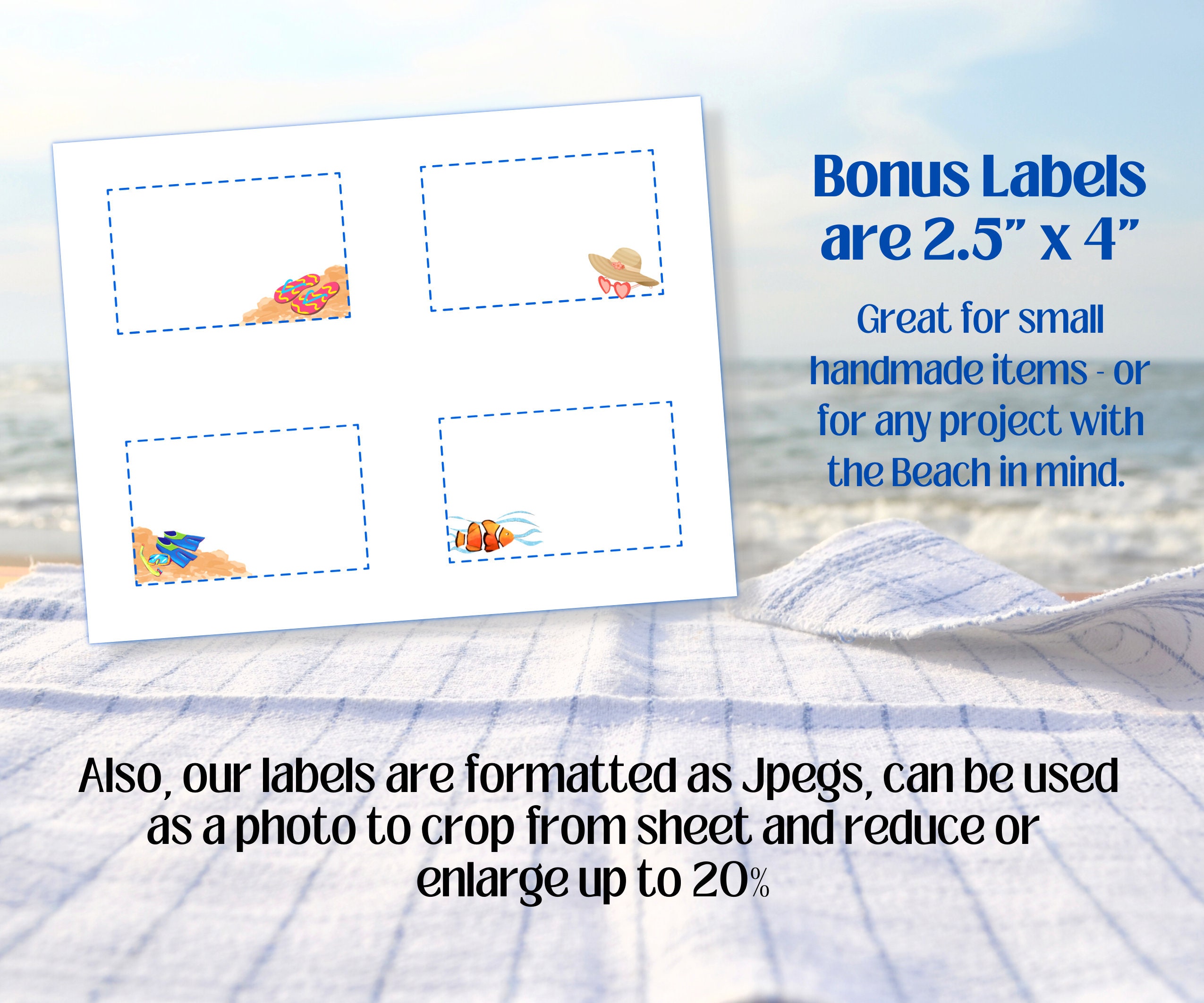The Beach, Tropical Labels for Quilts Are Printable to Fabric, a ...