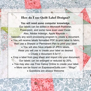 Printable Baby Quilt Labels: Fabric Design Templates (PDF & Jpegs) - Etsy