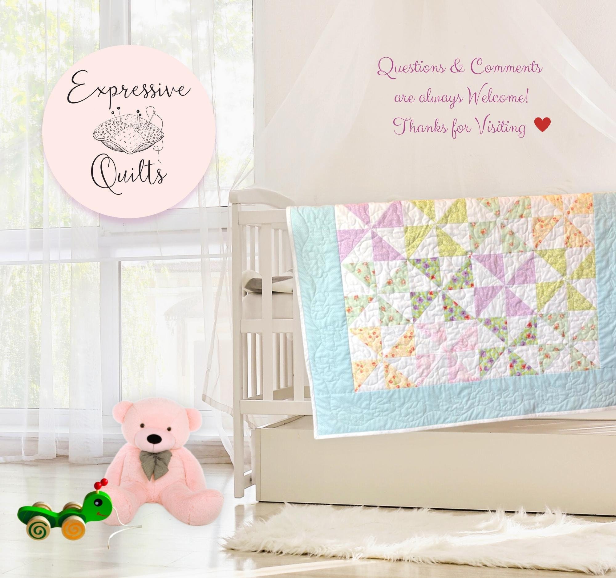 Bunny Hop Pinwheel Baby Quilt Pattern: Printable Sewing Guide (42"x52 ...