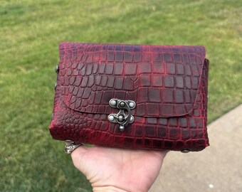 Punk Style Red and Black Leather Pouch - Etsy