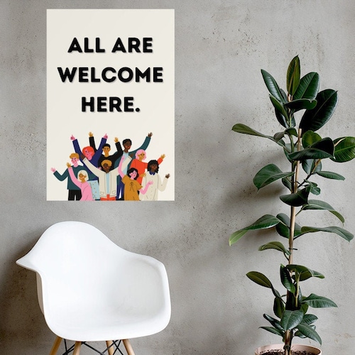 All Are Welcome Here Wall Art Social Justice Wall Art | Etsy