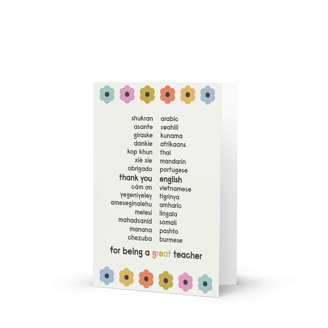 Thank You Multilingual Greeting Card - Etsy