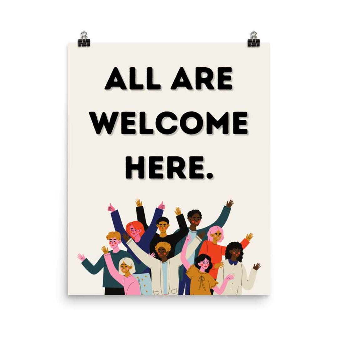 All Are Welcome Here Diverse Poster - Etsy