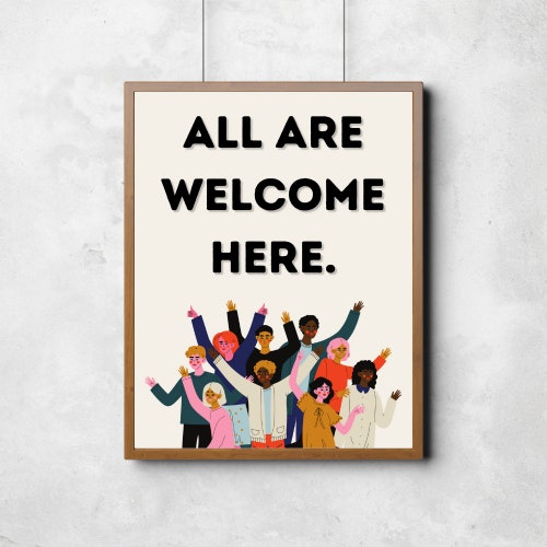 All Are Welcome Here Wall Art Social Justice Wall Art | Etsy