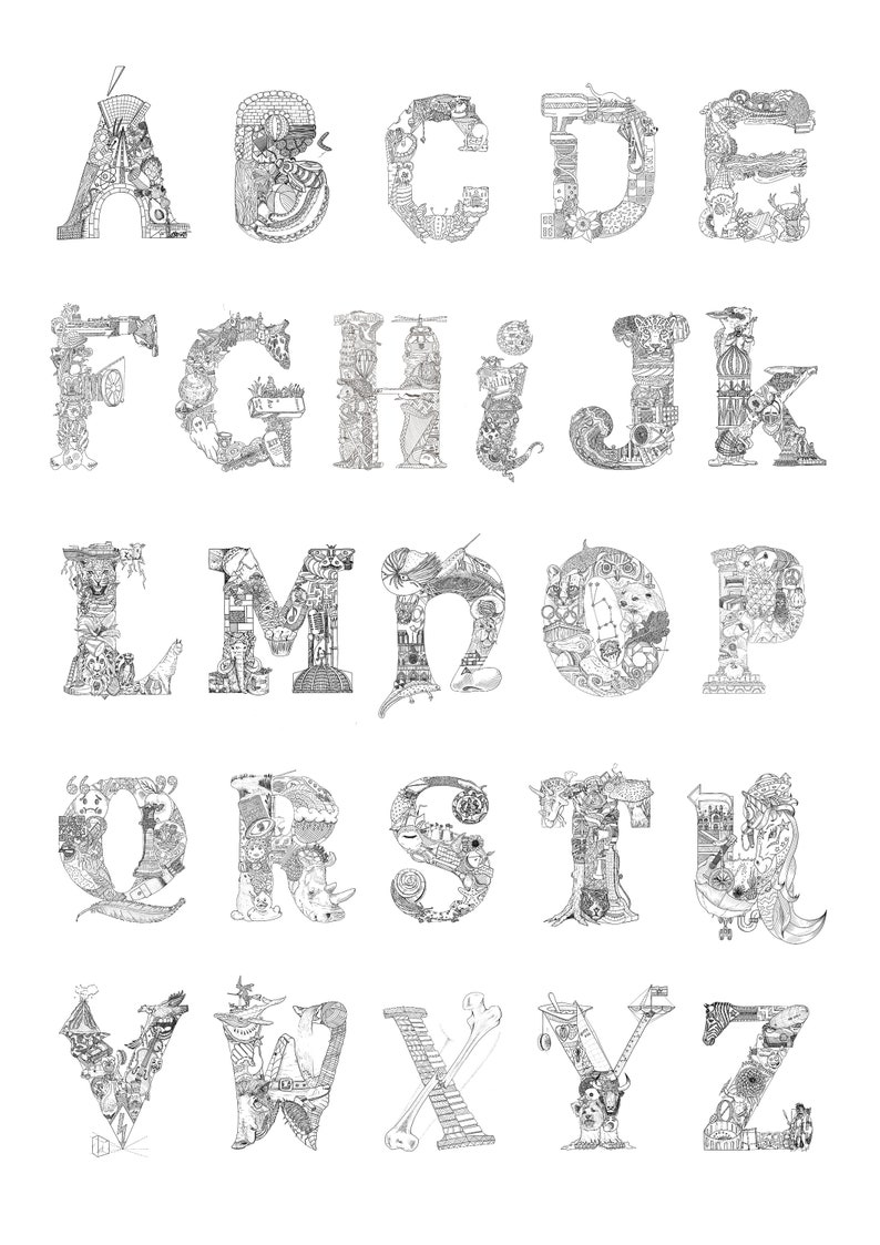 Alphabet Letter Colouring | Full Set of 26 Themed Letters | Instant ...