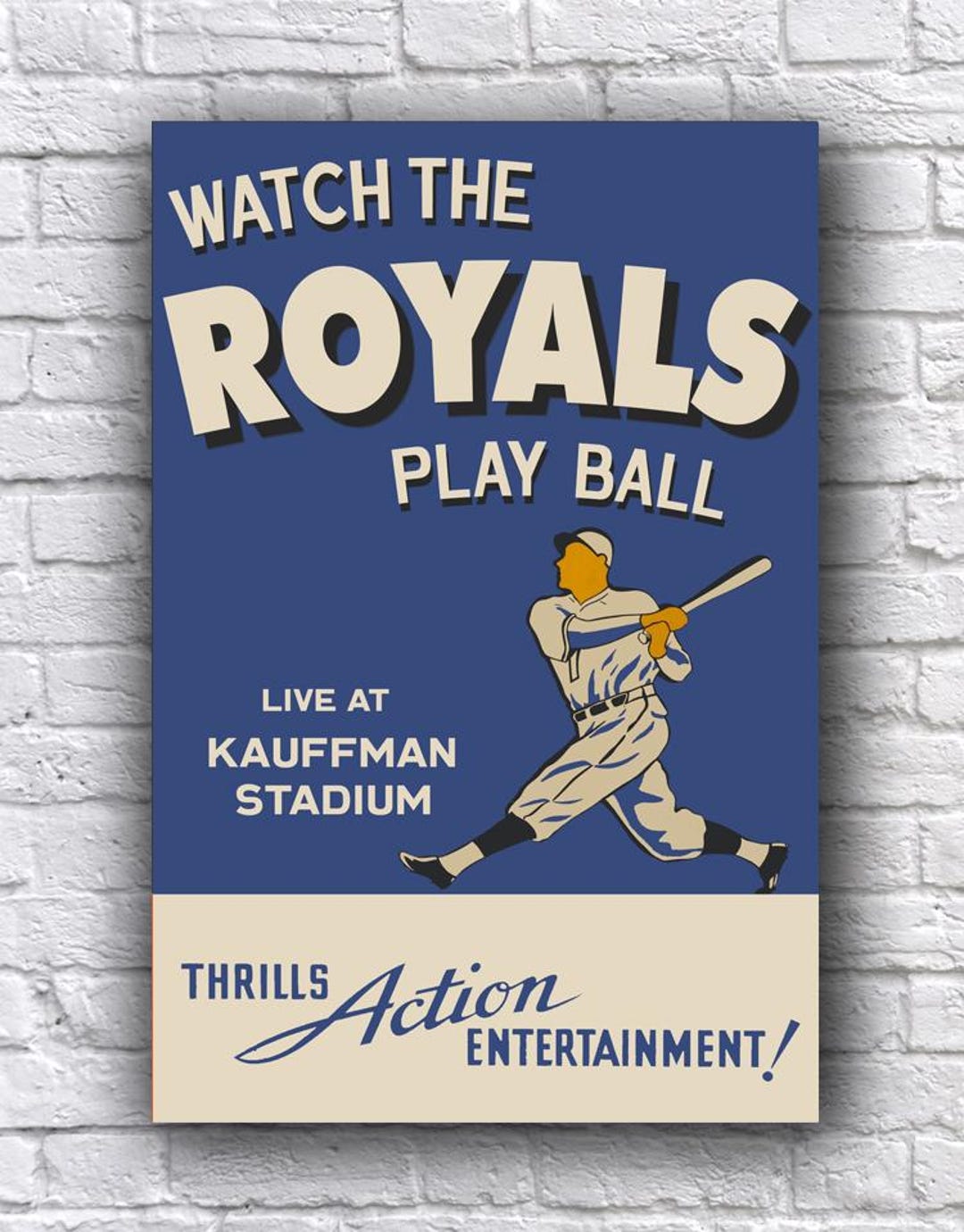 Kansas City Royals Baseball Live at Kauffman Stadium Vintage-style ...