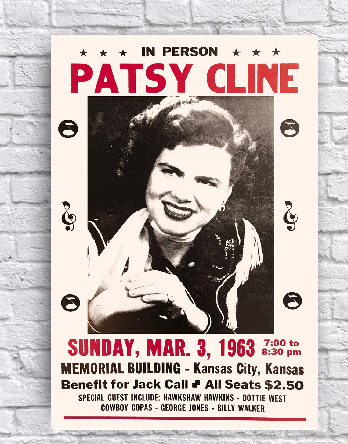 Patsy Cline in Person 1963 Kansas City Missouri Final Show 12" X 18 ...