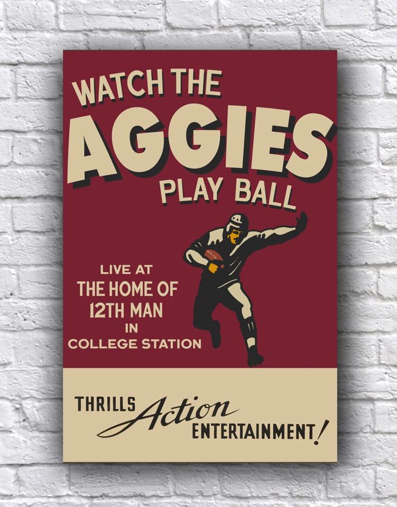 The Texas A&M Aggies Football Live From College Station Vintage Looking ...