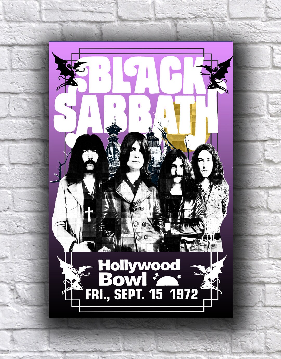 Black Sabbath Ozzy Osbourne 1972 Hollywood Bowl 12" X 18" Promo Concert ...