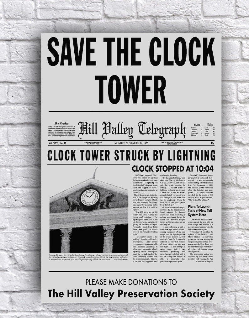 Back to the Future Save the Clock Tower 12" X 18" Campaign Cardstock ...