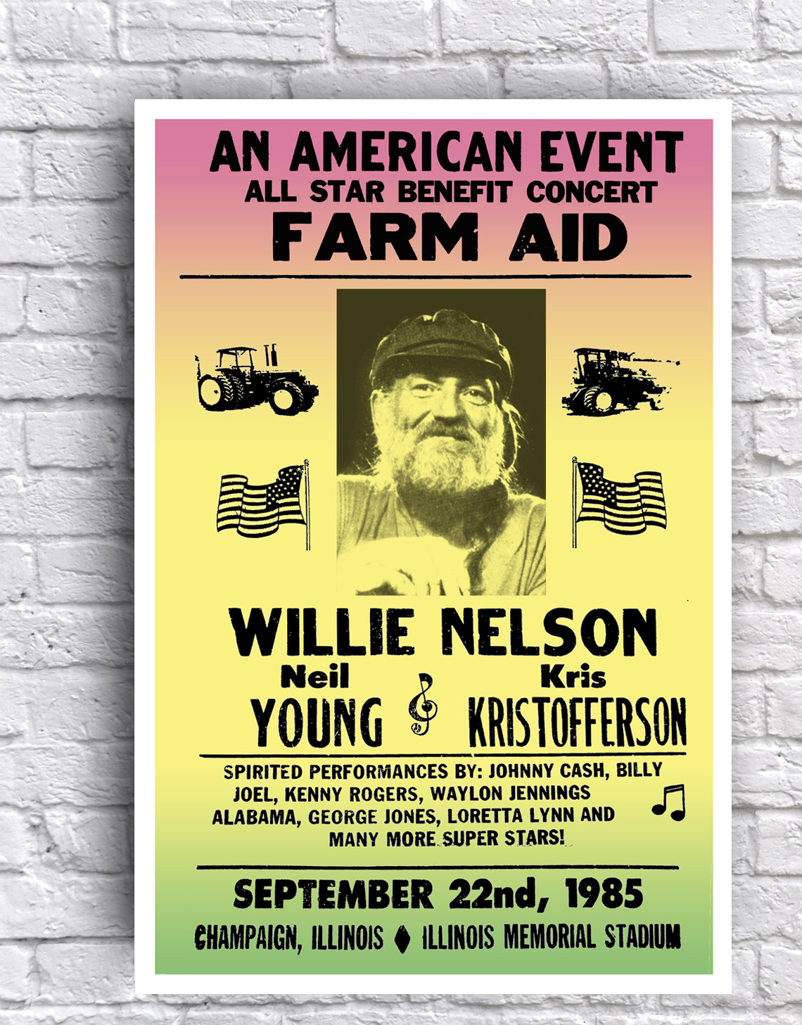 Willie Nelson Farm Aid 1985 Champaign Illinois Neil Young Kris - Etsy