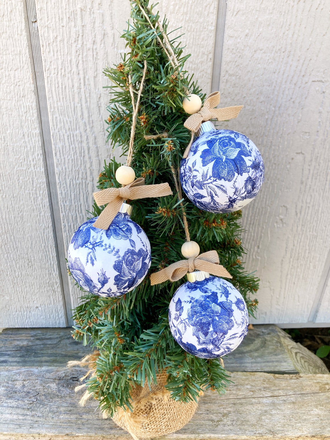 Sets of Victorian Christmas Ornaments Handmade Blue & White - Etsy