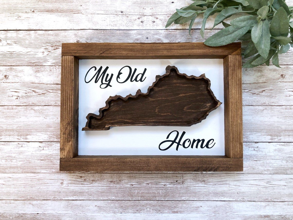 My Old Kentucky Home 3D Wood Sign, Bluegrass State Wall Art for Above ...