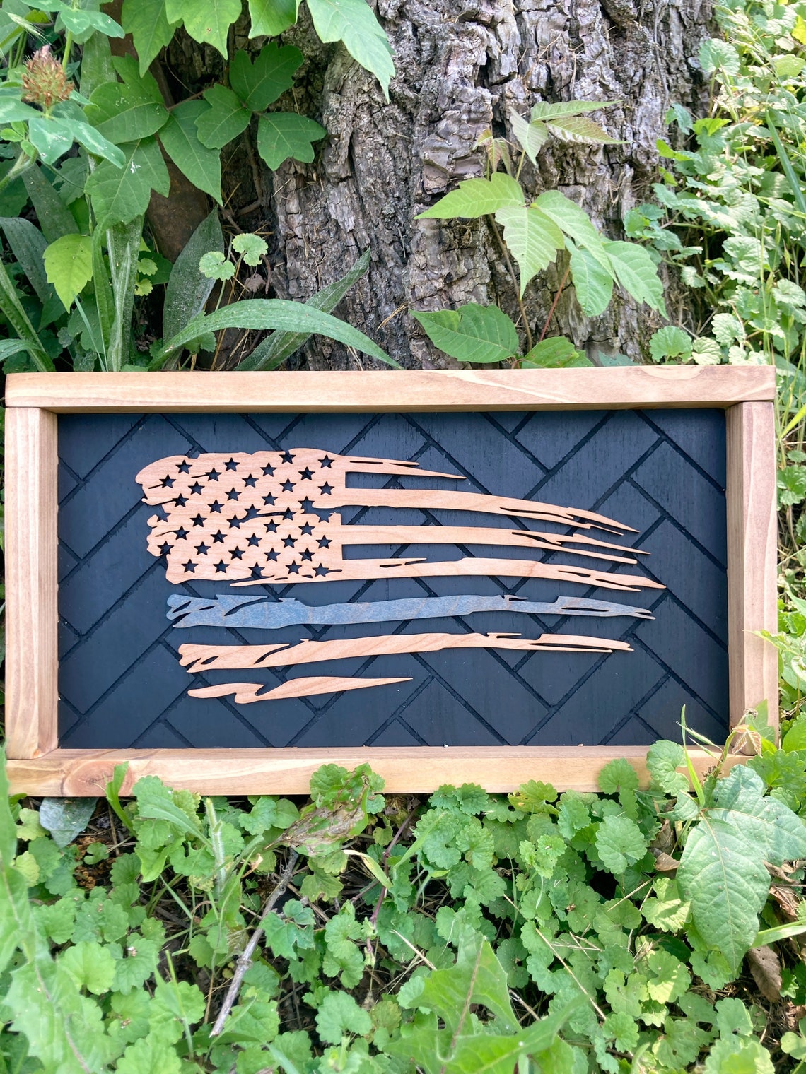 Medium Thin Blue Line Wood Flag for Police Support Tattered - Etsy