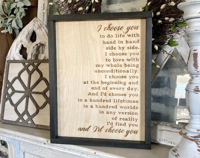 I Choose You, Wedding Sign, Couples Sign, Wedding Sign Gift, Couples ...