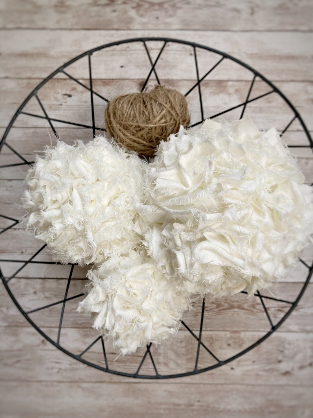 Set of 3 Farmhouse Chic Rag Balls, Centerpiece Dough Bowl Fillers, off ...