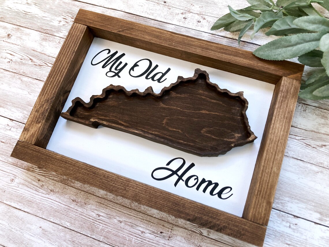 My Old Kentucky Home 3D Wood Sign, Bluegrass State Wall Art for Above ...