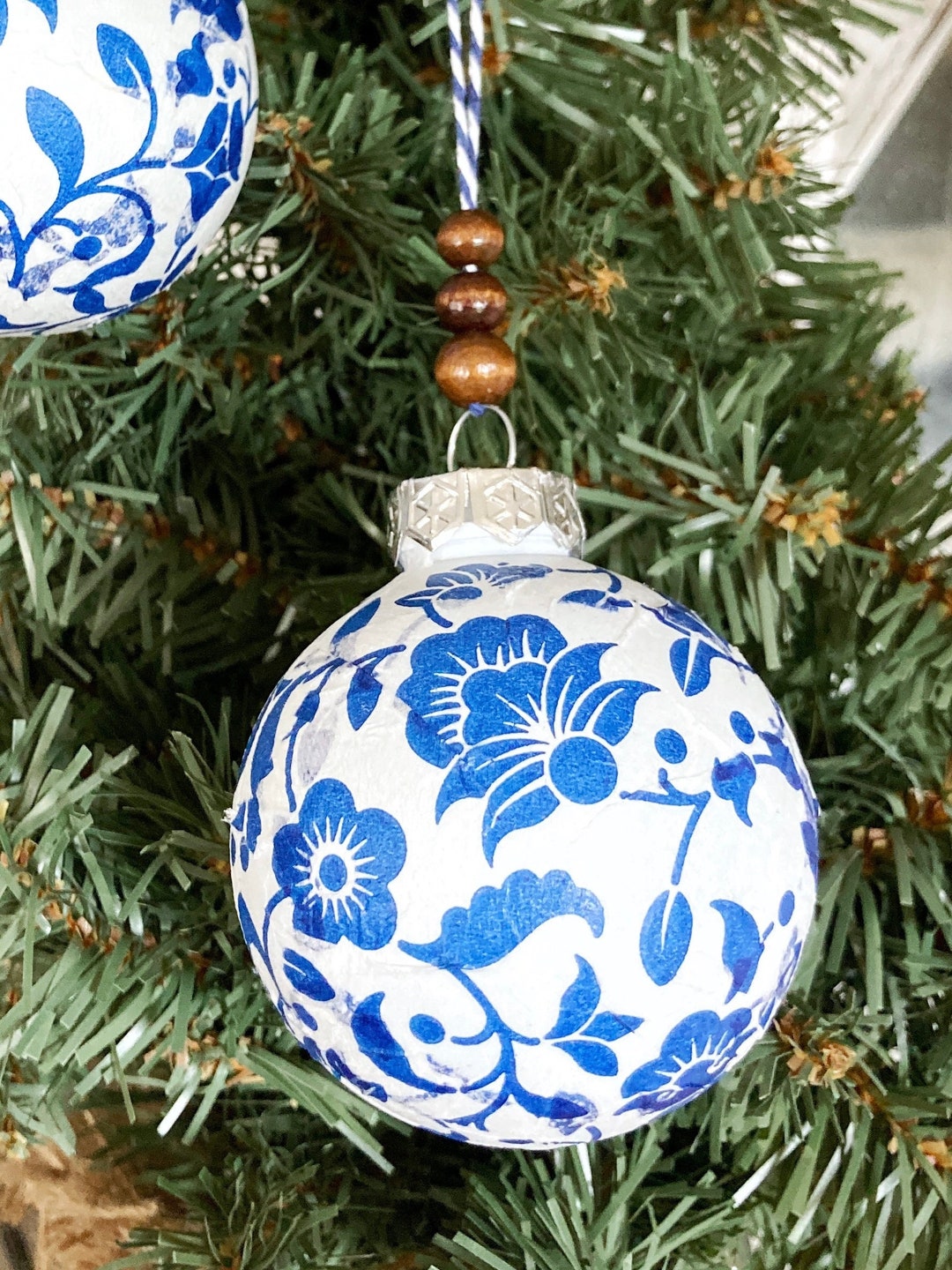 Sets of Blue & White Christmas Ornaments Handmade, Chinoiserie ...