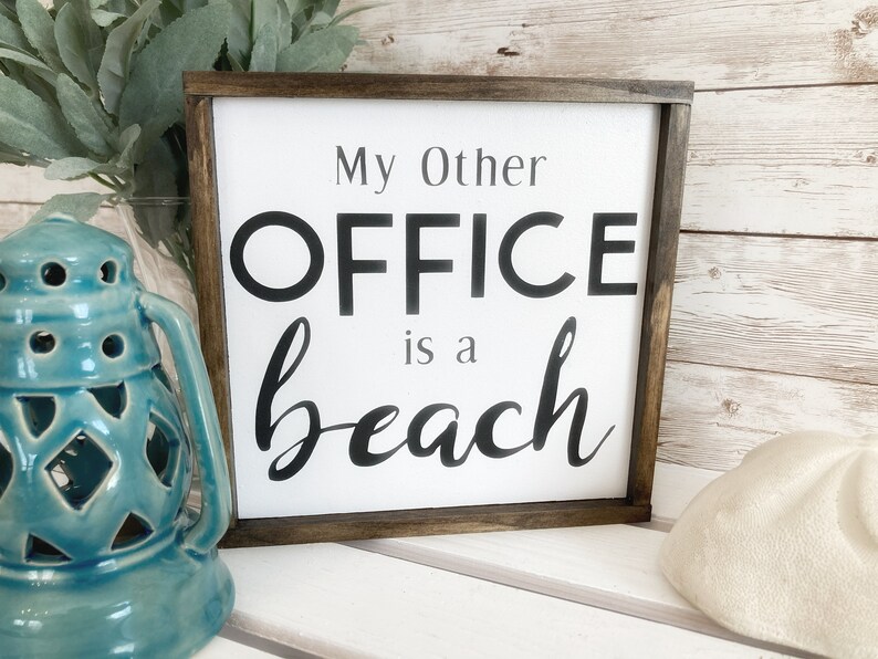 My Other Office is A Beach Sign for Your Desk Wood Signs for - Etsy