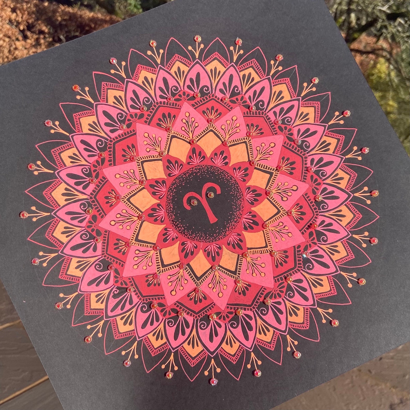 ARIES SUN SHAPE Astrology Mandala Artwork | Etsy