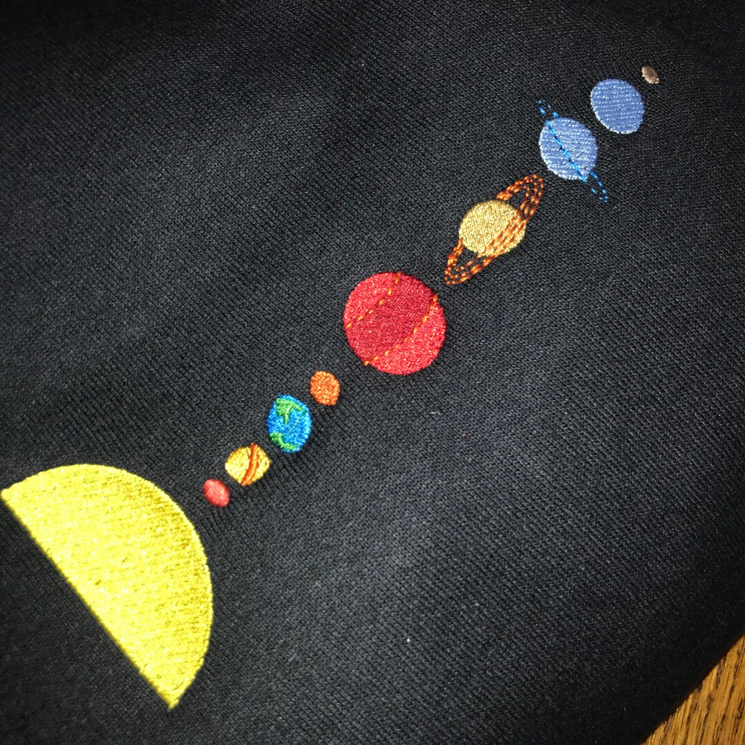 Solar System Embroidered on Crewneck - Etsy