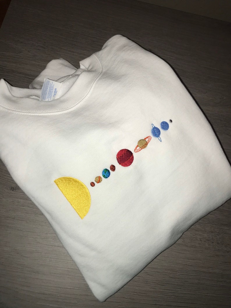 Solar System Embroidered on Crewneck - Etsy