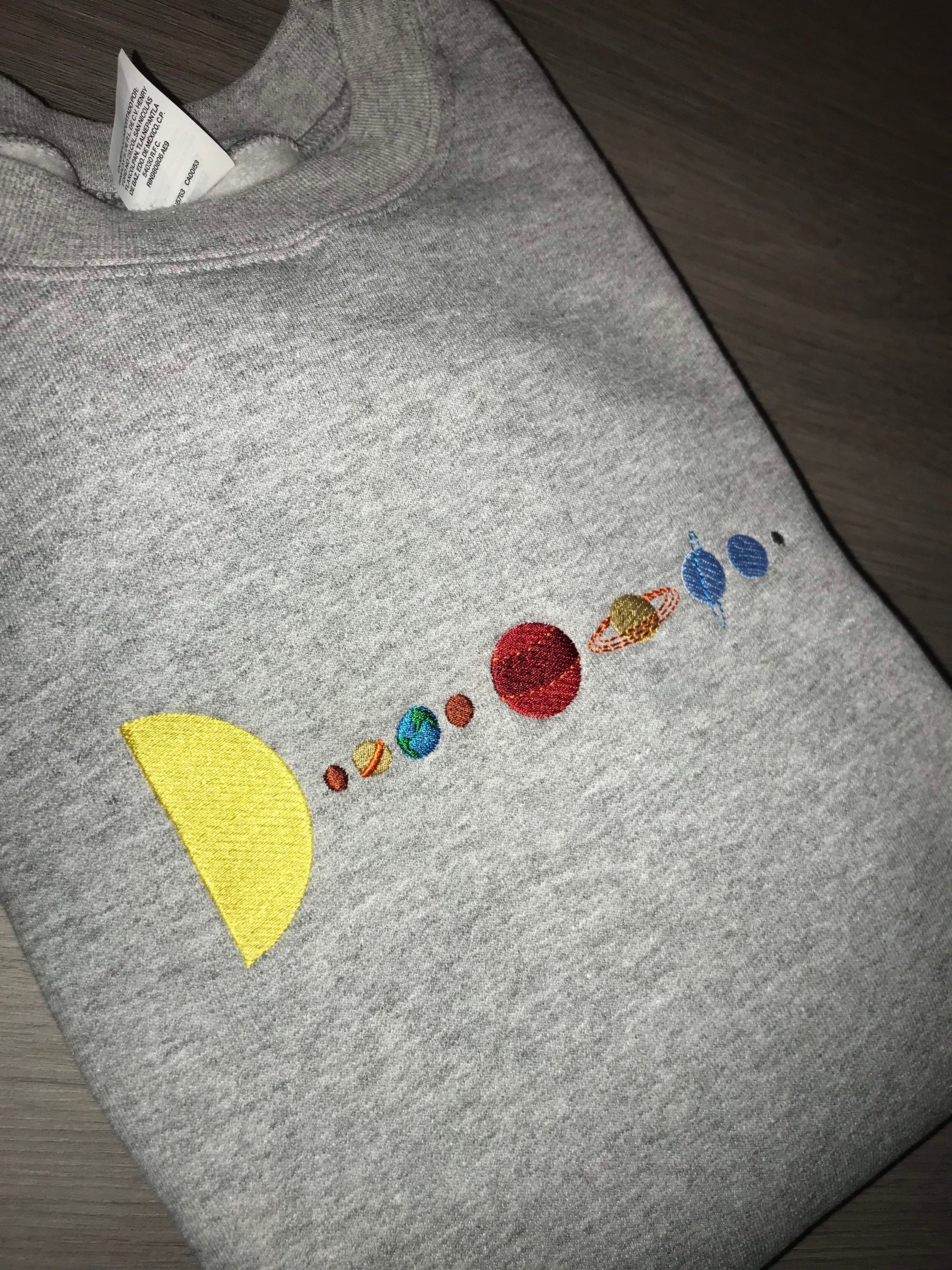 Solar System Embroidered on Crewneck - Etsy