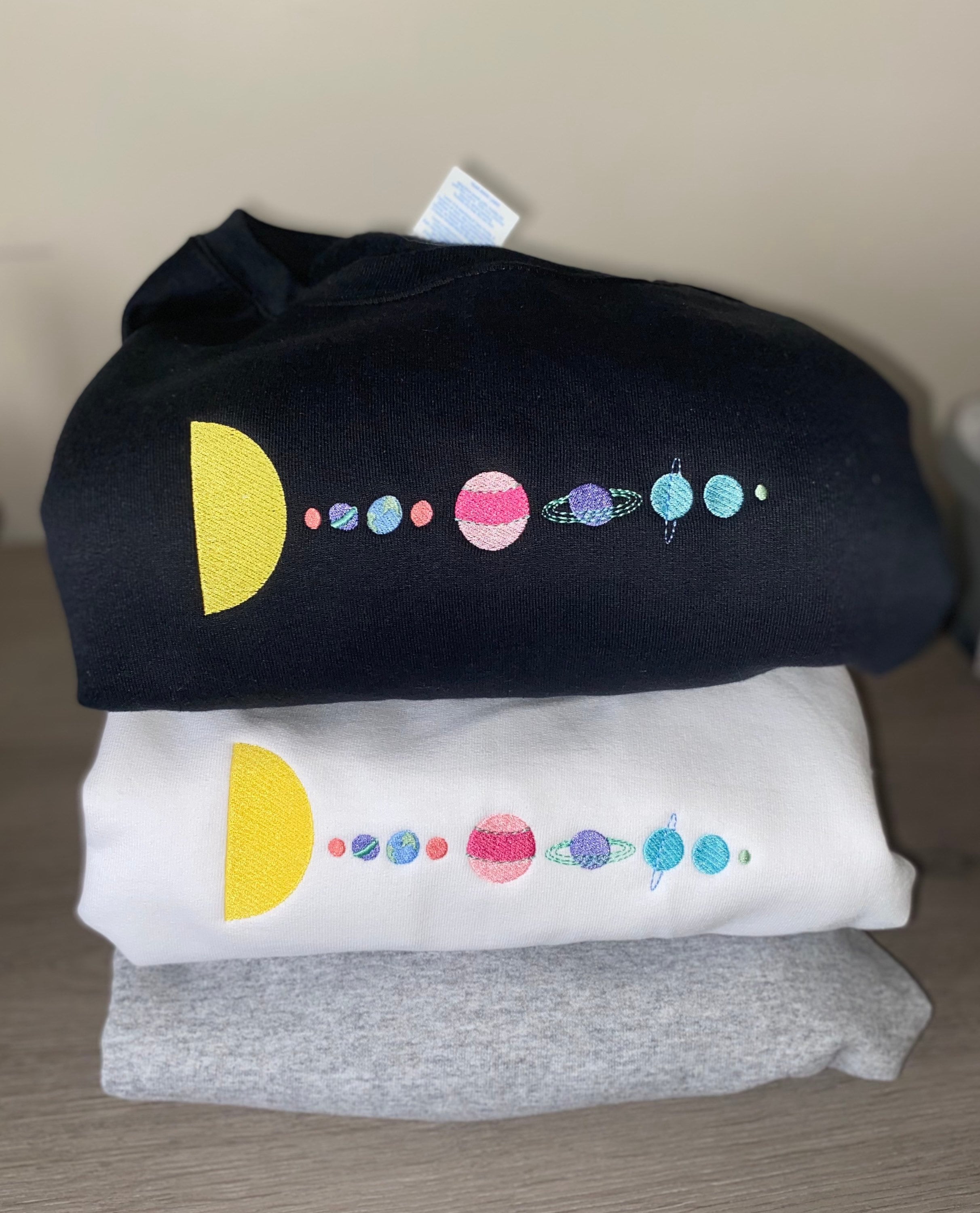Pastel Planets Solar System Embroidered Crewneck Sweatshirt - Etsy