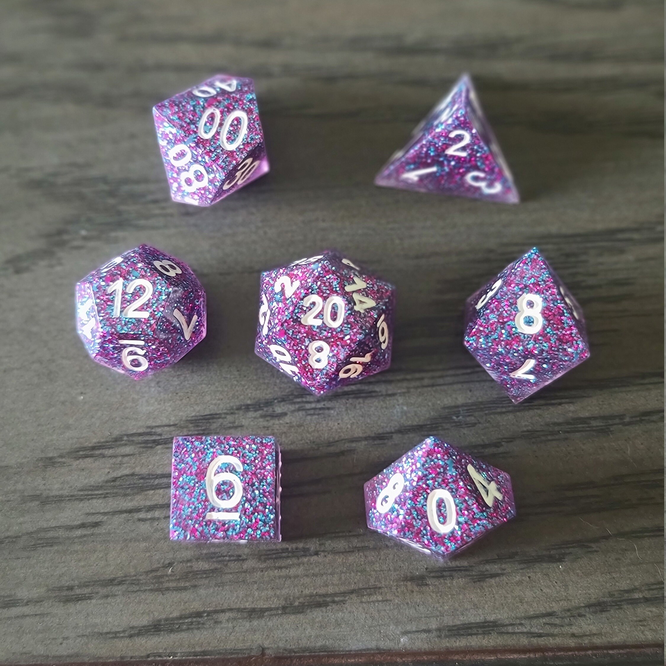 Custom D&D Resin Sharp Edge Dice Set Glitter Dice Personalized Dice ...